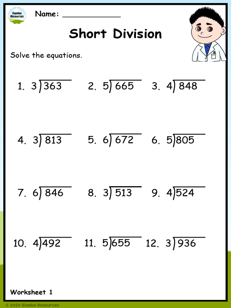 Grade 3 Division Worksheet 1 | PDF