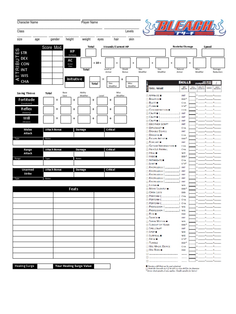 Bleach d20 Character | PDF