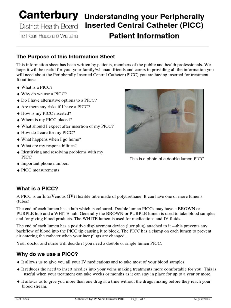 3273 V 2 Understanding Your PICC 2014 | PDF | Intravenous Therapy ...