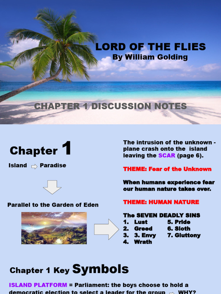 LORD OF THE FLIES by William Golding - CHAPTER 1 NOTES | Download Free ...