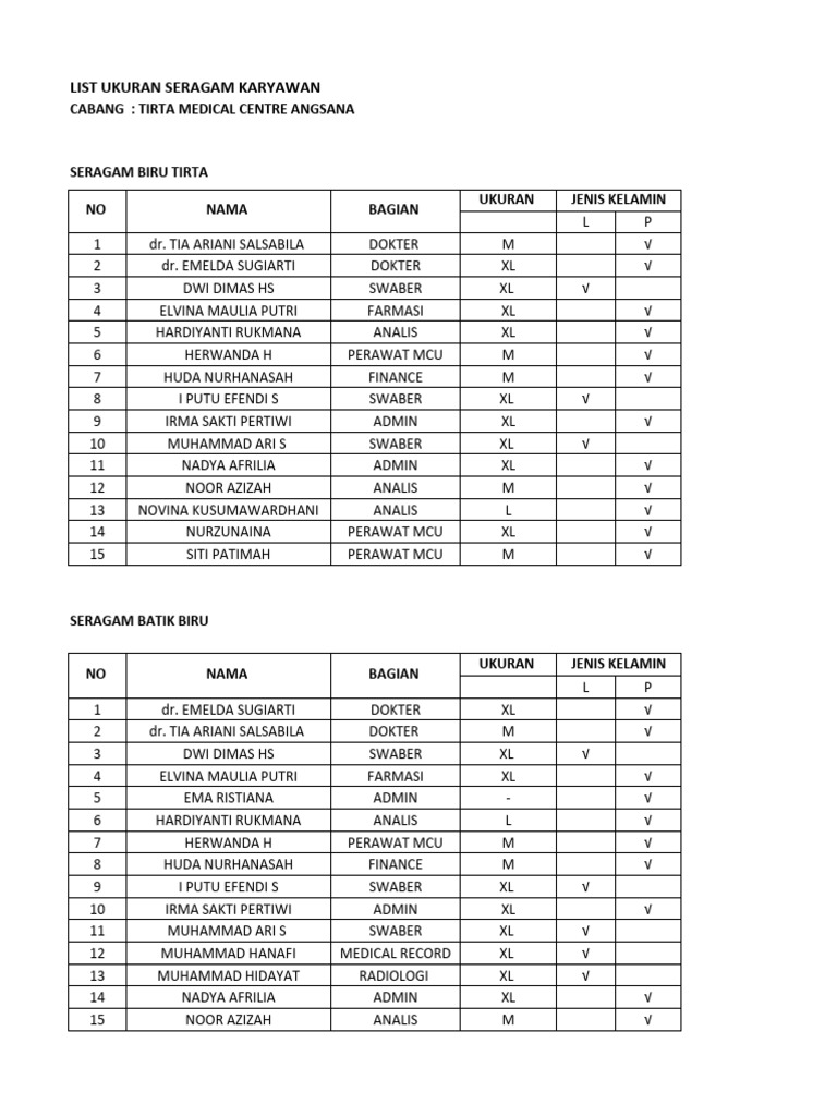 FORMAT REKAP SERAGAM New | PDF