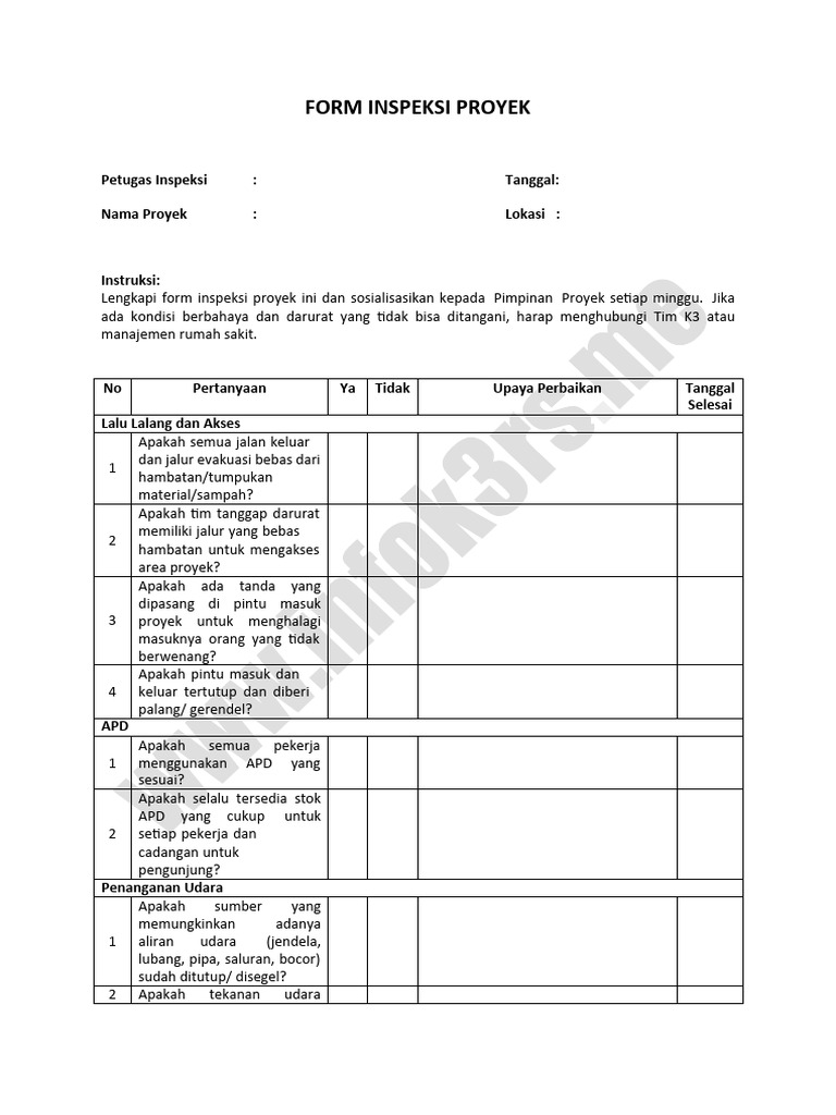 386039352-Done-Form-Inspeksi-Proyek | PDF