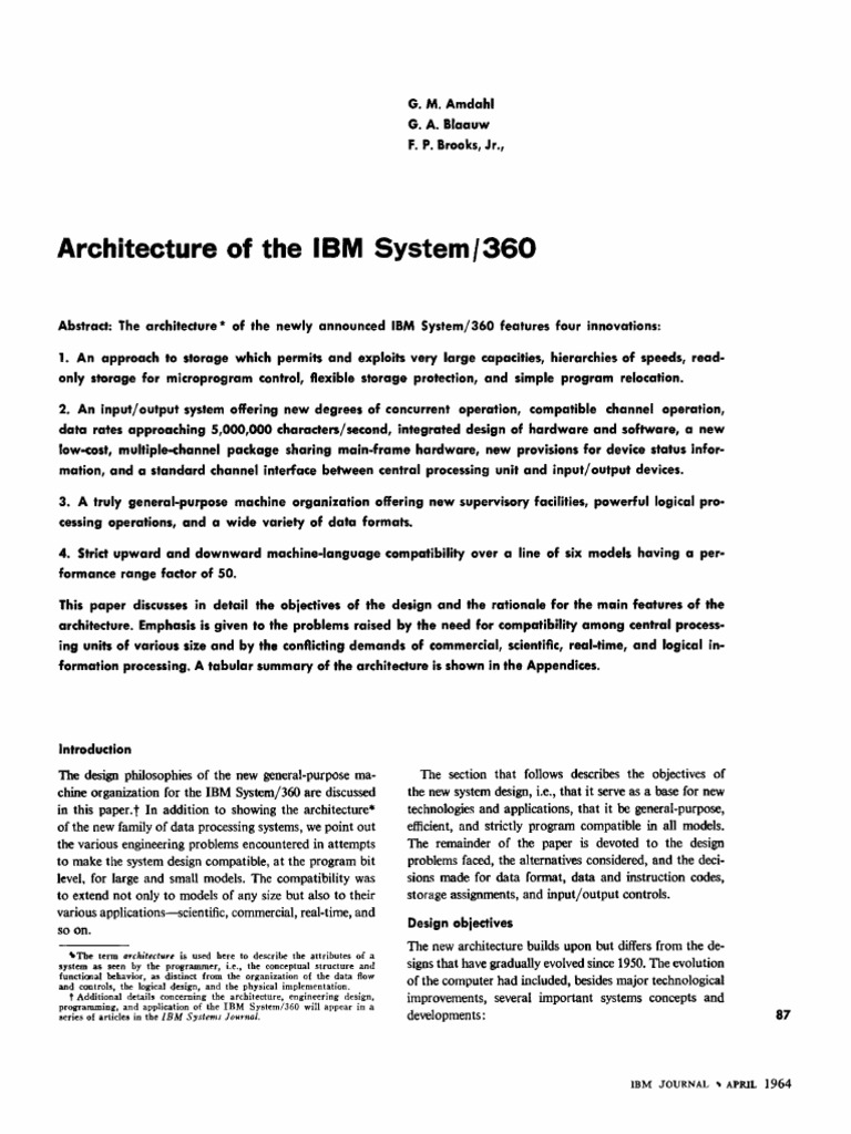 [1964]Architecture of the IBM System360 | PDF | Programming | Computer ...