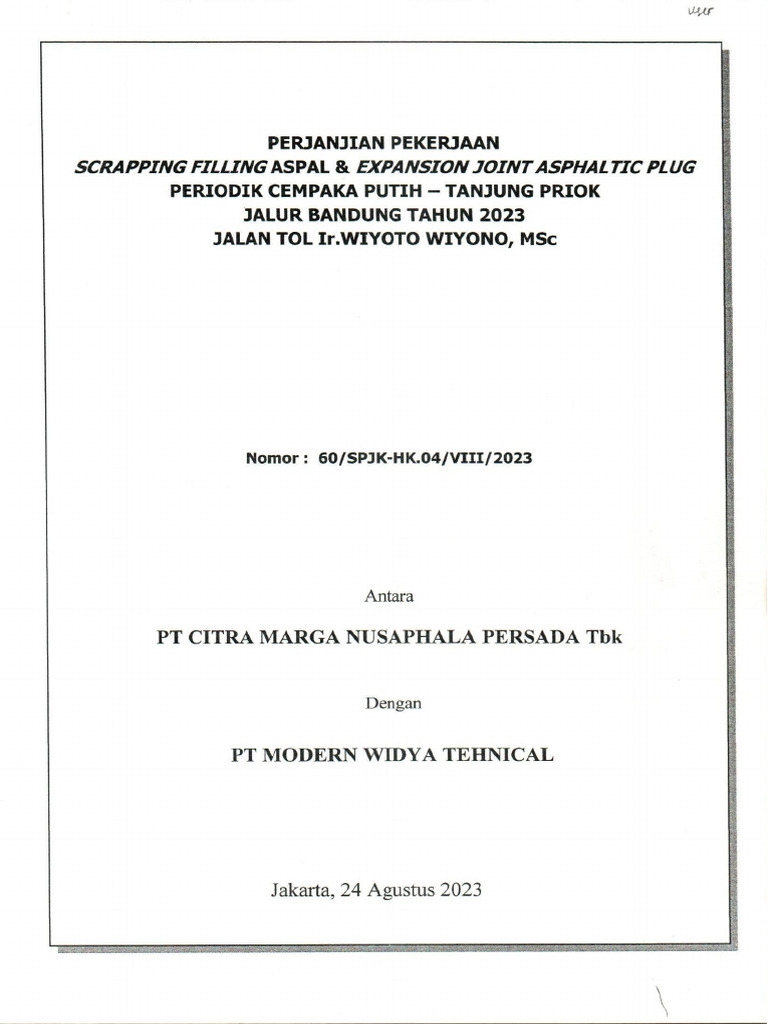 PP0072-23 - Scrapping Filling Aspal & Expansion Joint Periodik Ruas Cempaka Putih - Tj. Priok ...