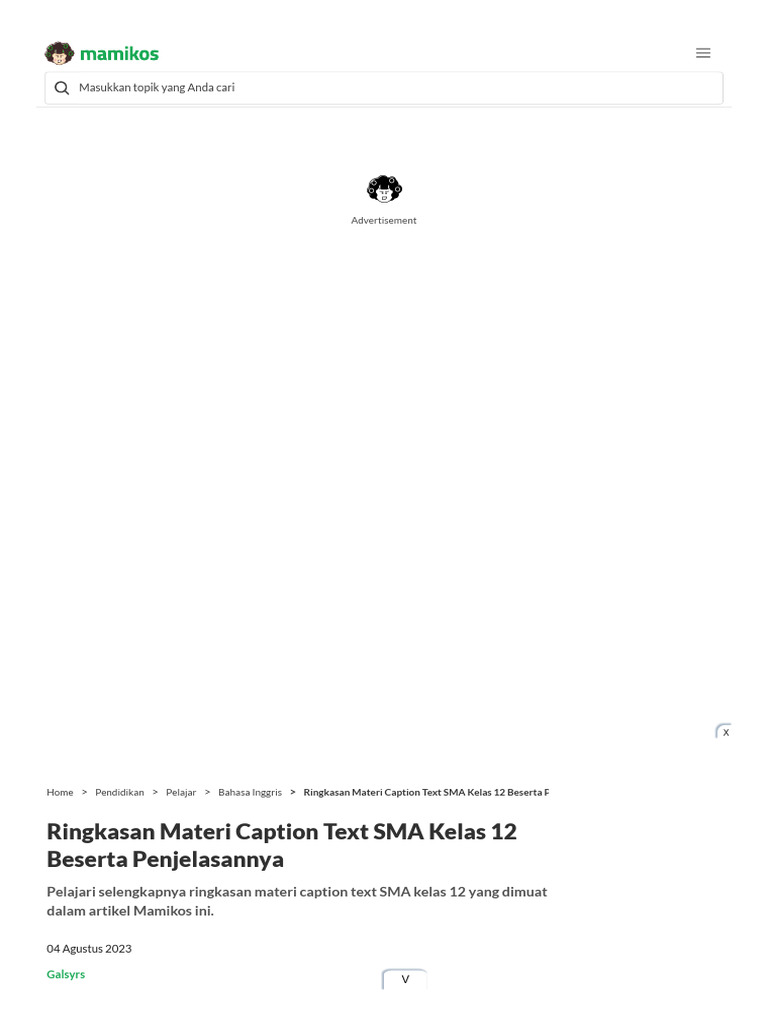 Ringkasan Materi Caption Text SMA Kelas 12 Beserta Penjelasannya - Blog Mamikos | PDF