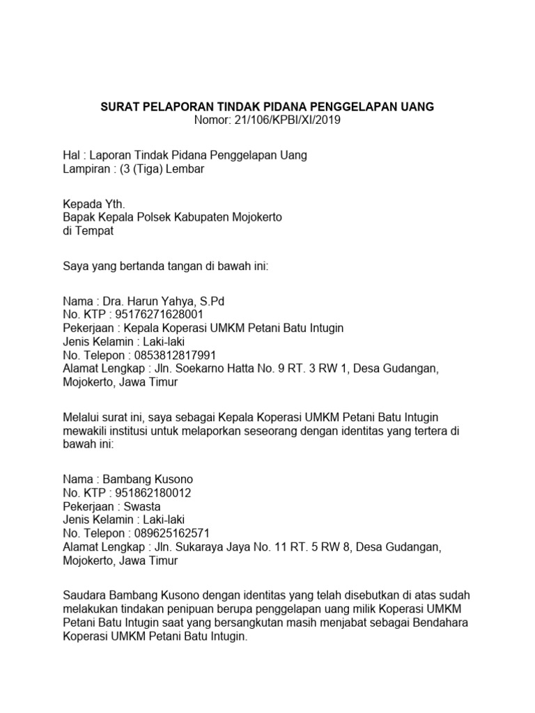 Laporan Penggelapan Uang Koperasi | PDF | Ilmu Sosial