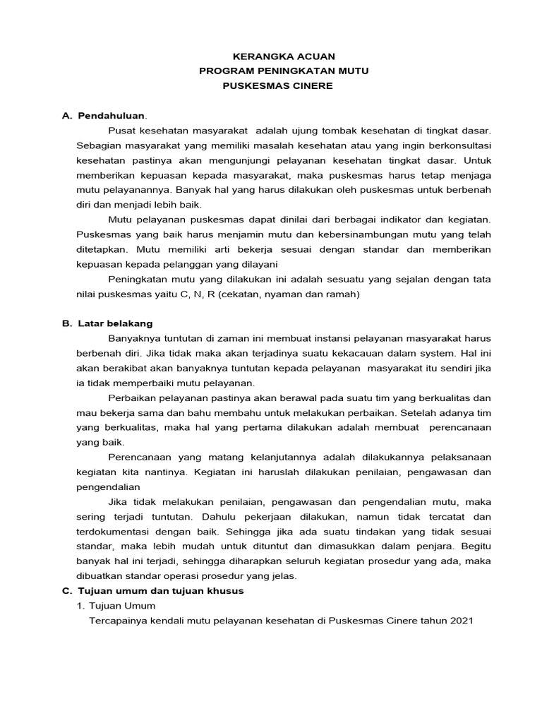 Kercu Mutu, Rencana Mutu 2021 | PDF