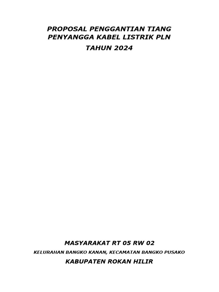 Proposal Penggantian Tiang Penyangga Kabel Listrik PLN | PDF