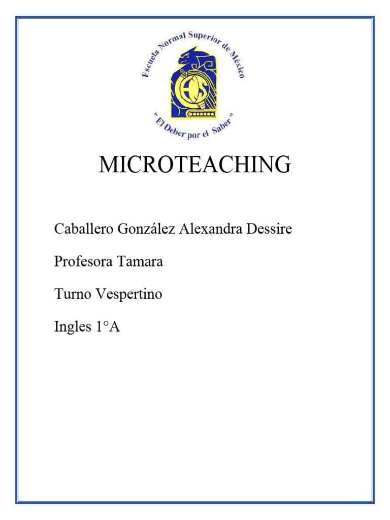 MICROTEACHING | PDF | Aprendizaje | Maestros