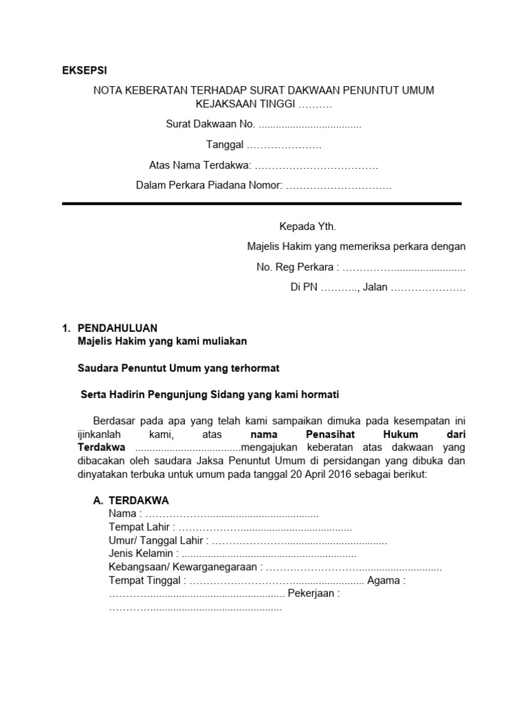 Surat Eksepsi | PDF
