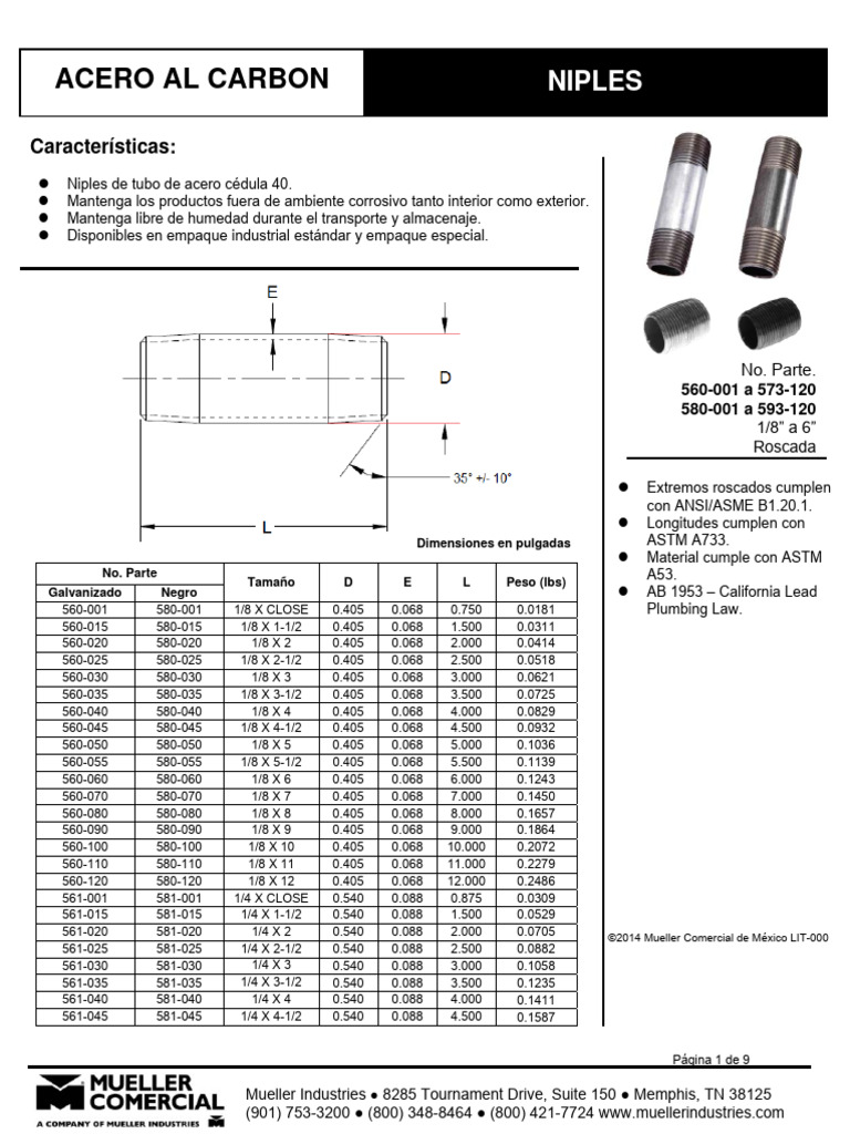 Niple de Acero Galvanizado y Negro 560 001 573 120 580 001 593 120 | PDF | Rieles | Hierro