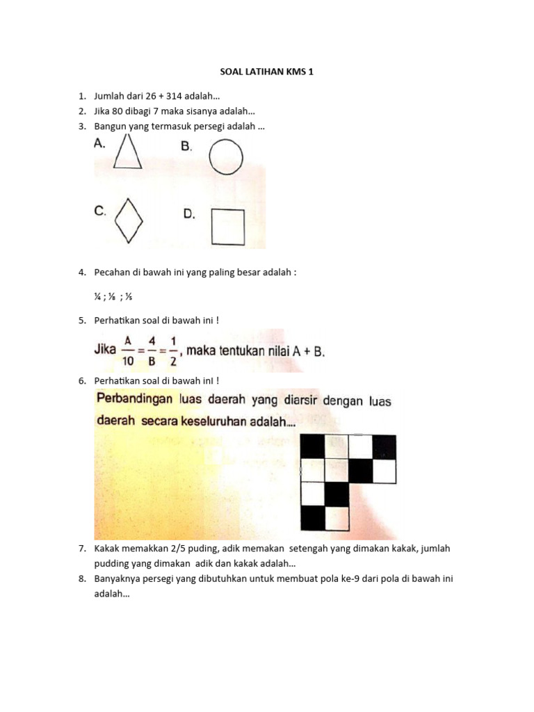 Soal Latihan KMS 1 | PDF