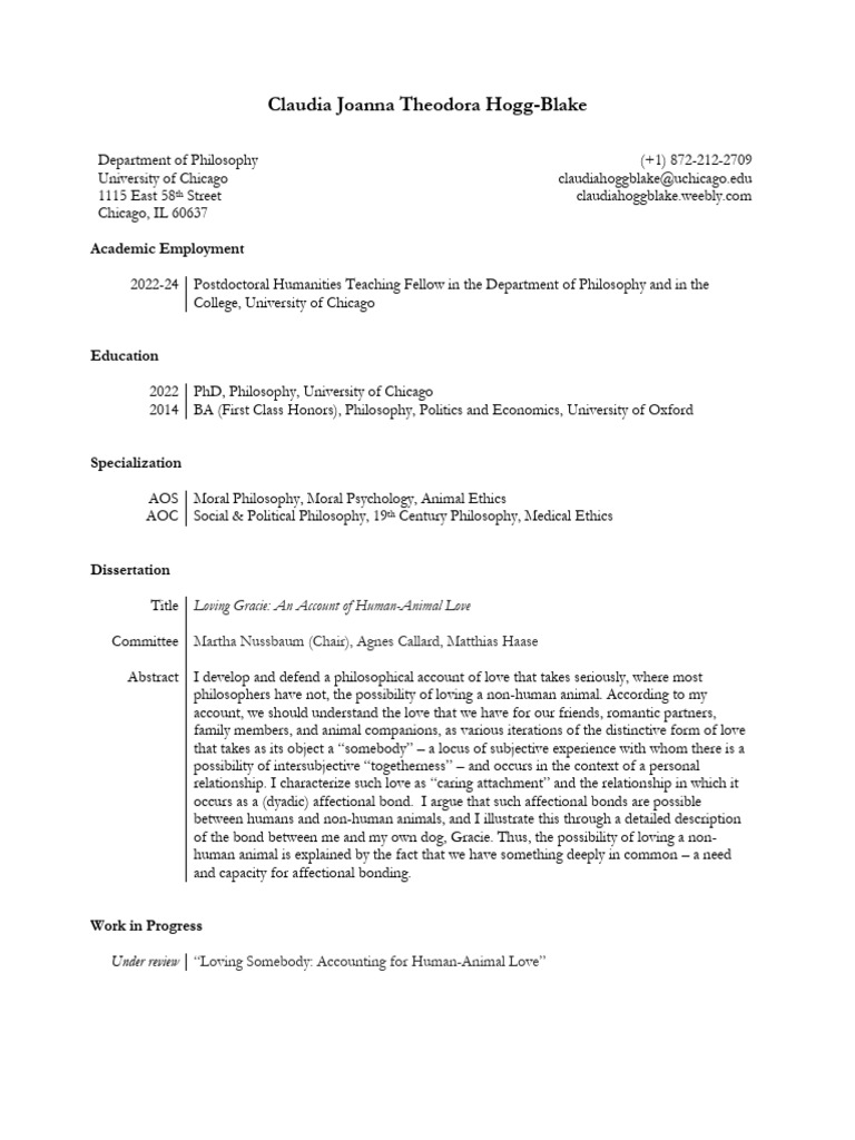 Hogg-Blake CV Updated December 2023 | PDF | Attachment Theory | Love