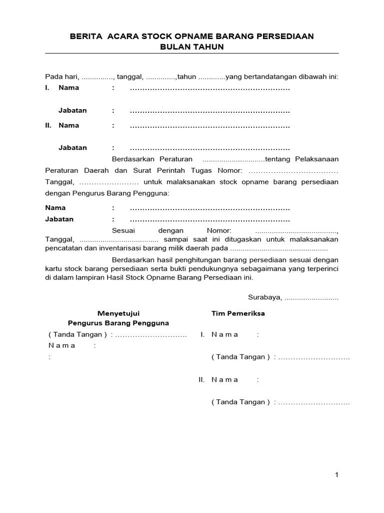 Ba Stok Opname Persediaan | PDF