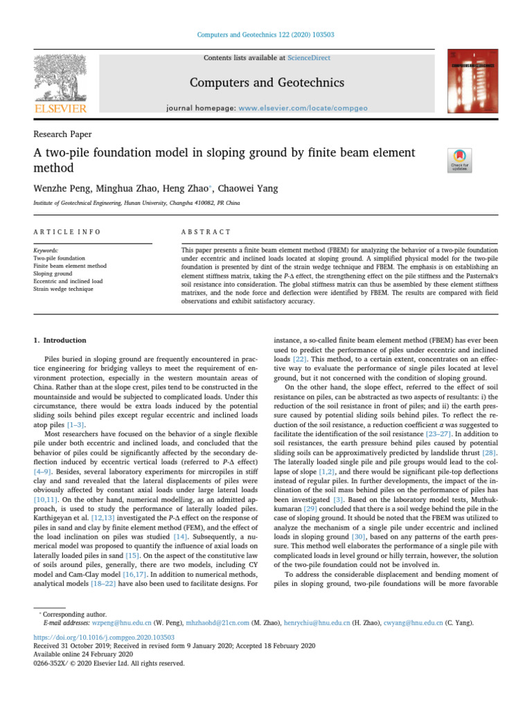 Two-Pile Foundation Model on Sloping Ground | PDF | Deep Foundation ...
