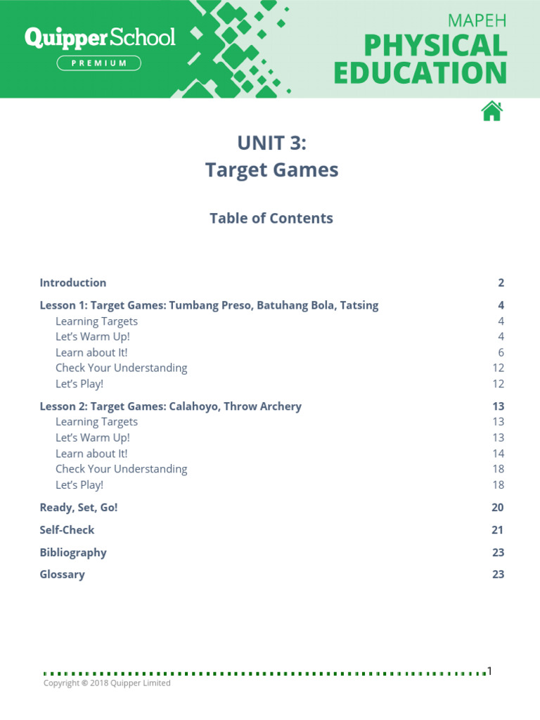 Unit 3- Target Games, 2 Lessons | PDF