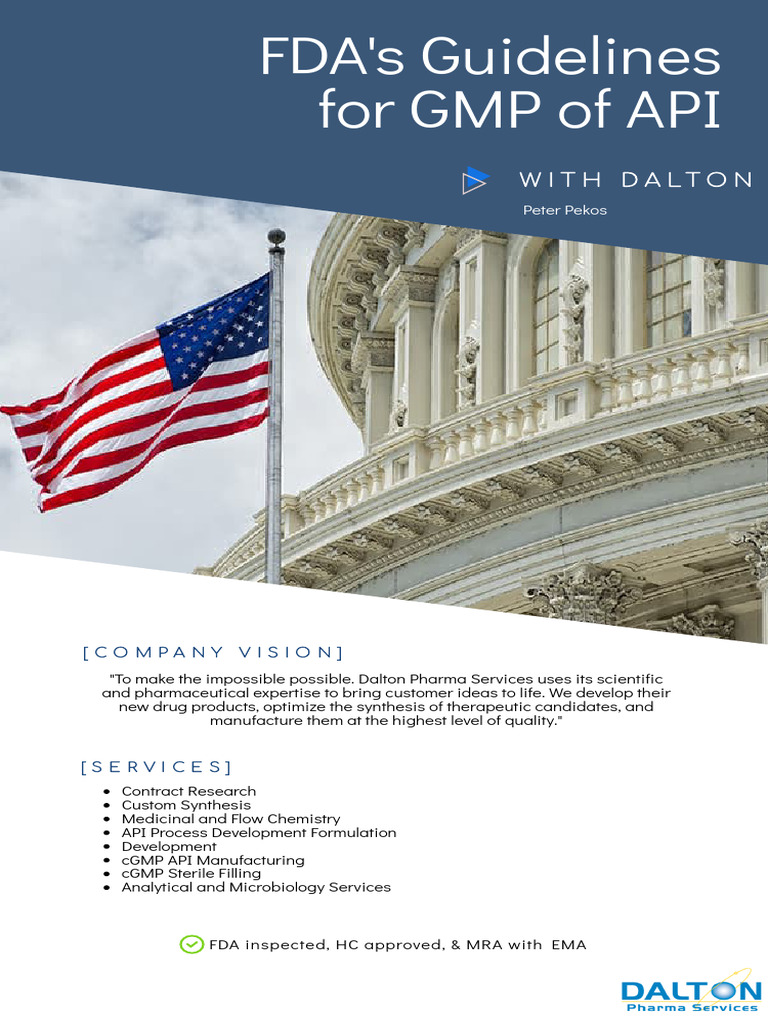 FDA GMP Guidlines For API Whitepaper | PDF | Verification And ...