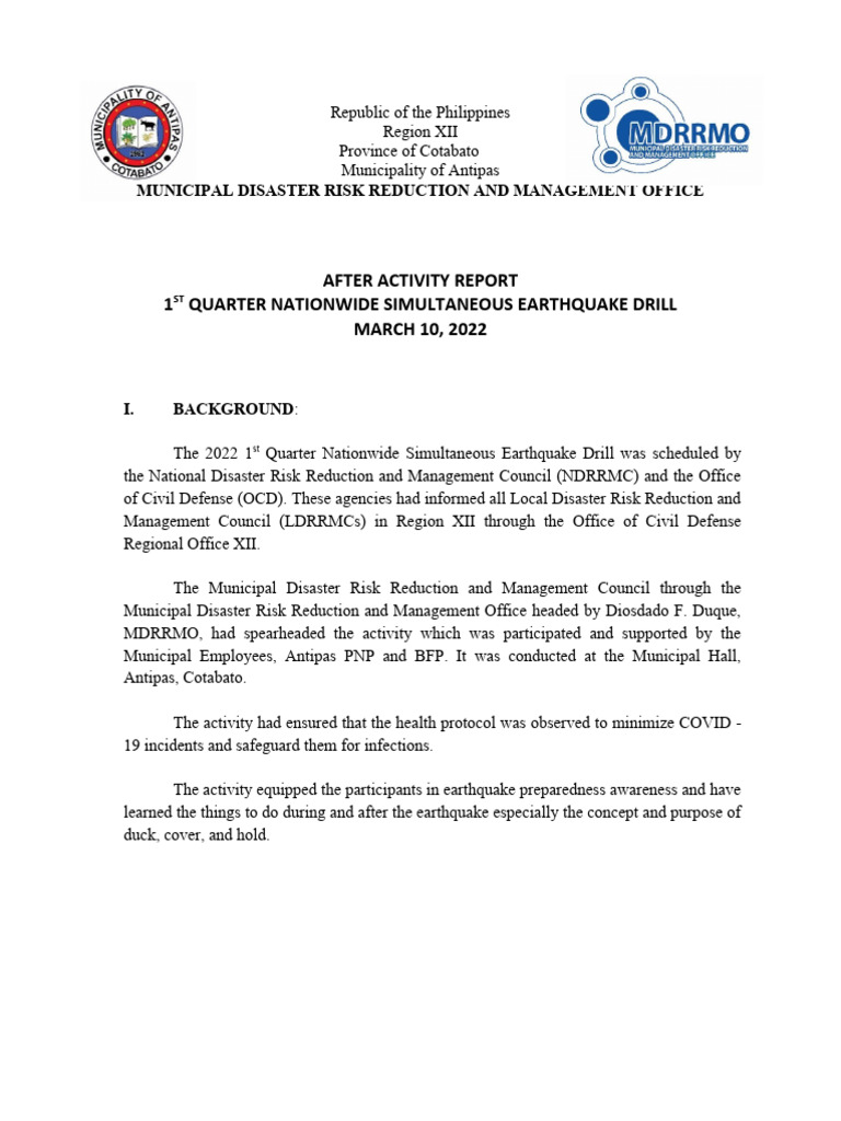 NSED POST ACT. REPORT 2022 | PDF | Emergency Management | Occupational ...