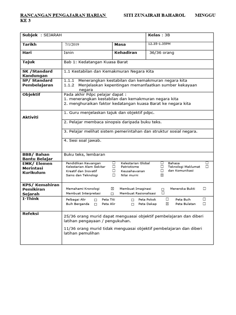 RPH Sej Form 3 Week3 | PDF