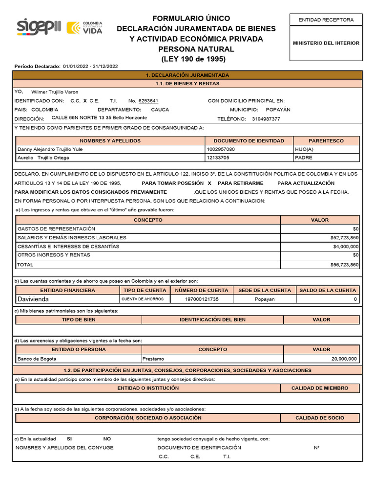 Declaracion SIGEP II | Descargar gratis PDF | Economias