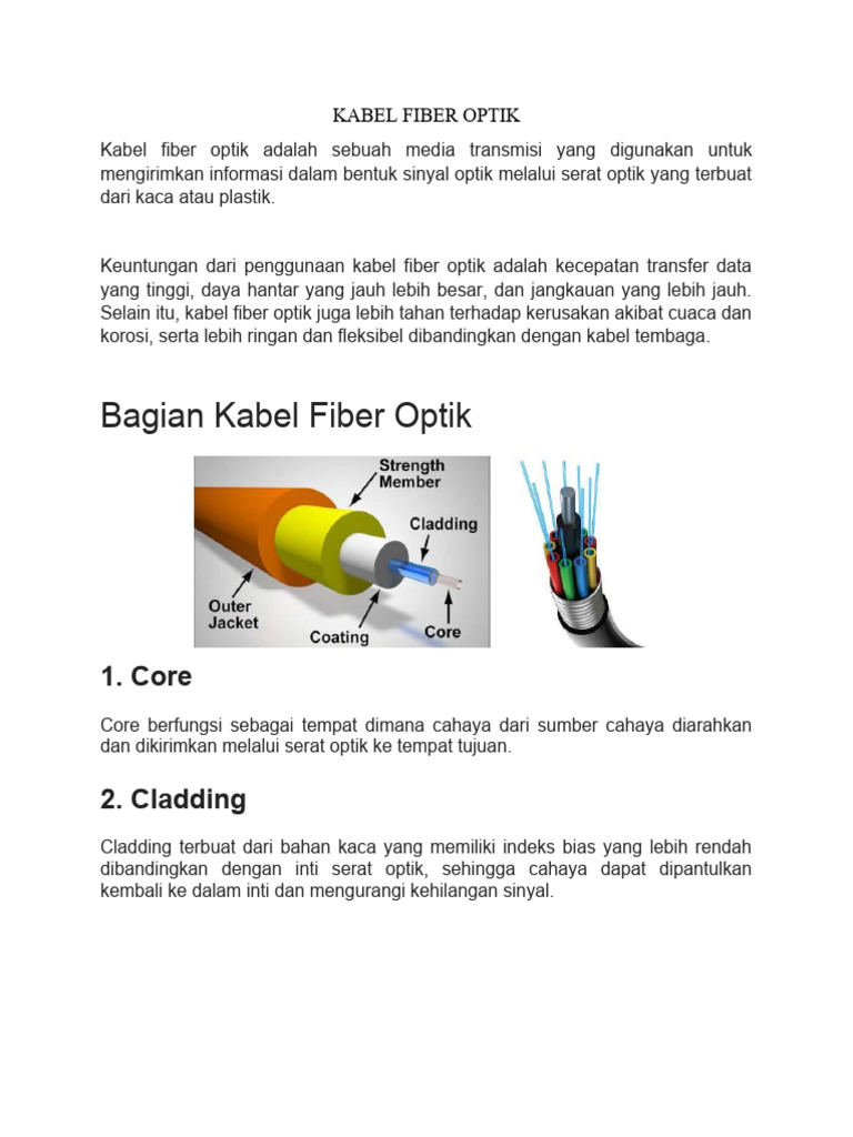 Pengertian dan Jenis Kabel Fiber Optik | PDF