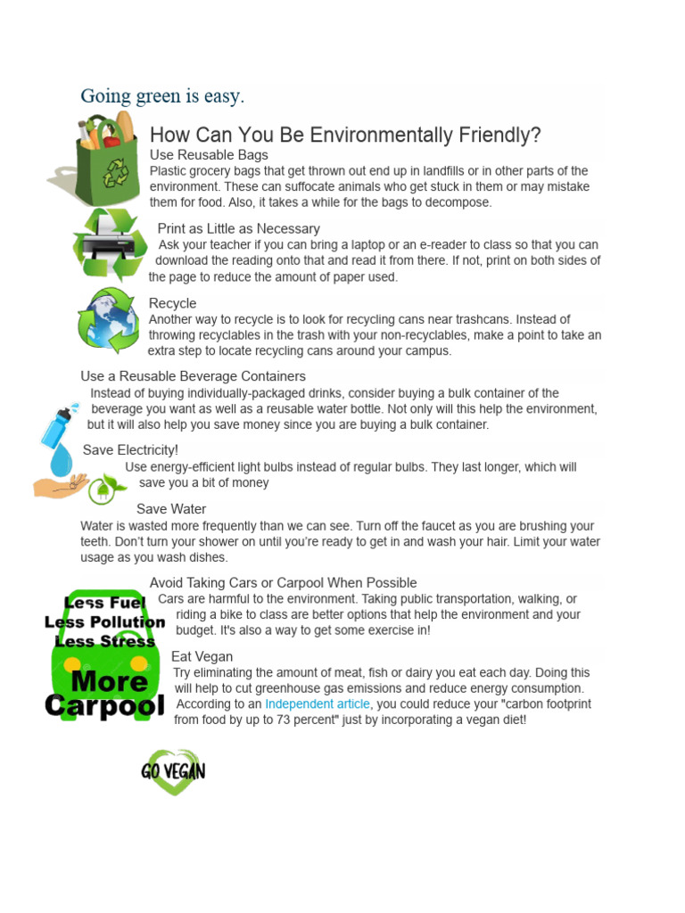 10 Simple Ways to Go Green | PDF | Home & Garden | Lifestyle