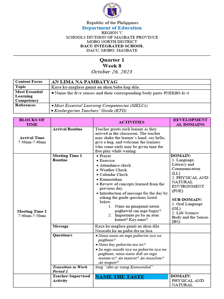 Five Senses Lesson Plan for Kids | PDF