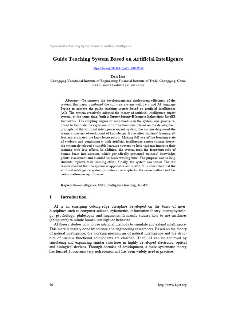 Guide Teaching System Based On Artificial Intelligence | PDF