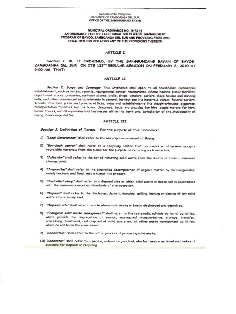 MO 10-72-10 Ecological Solid Waste MGT Program | PDF