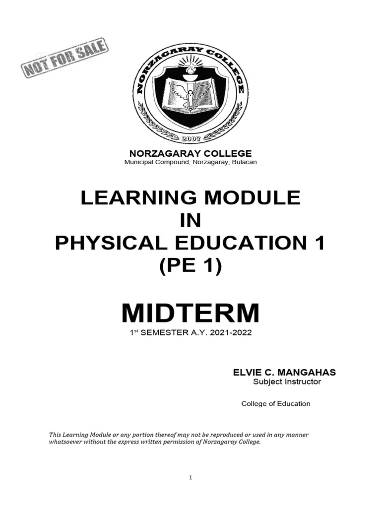 Midterm Pe 1 Final Module | PDF | Aerobic Exercise | Strength Training