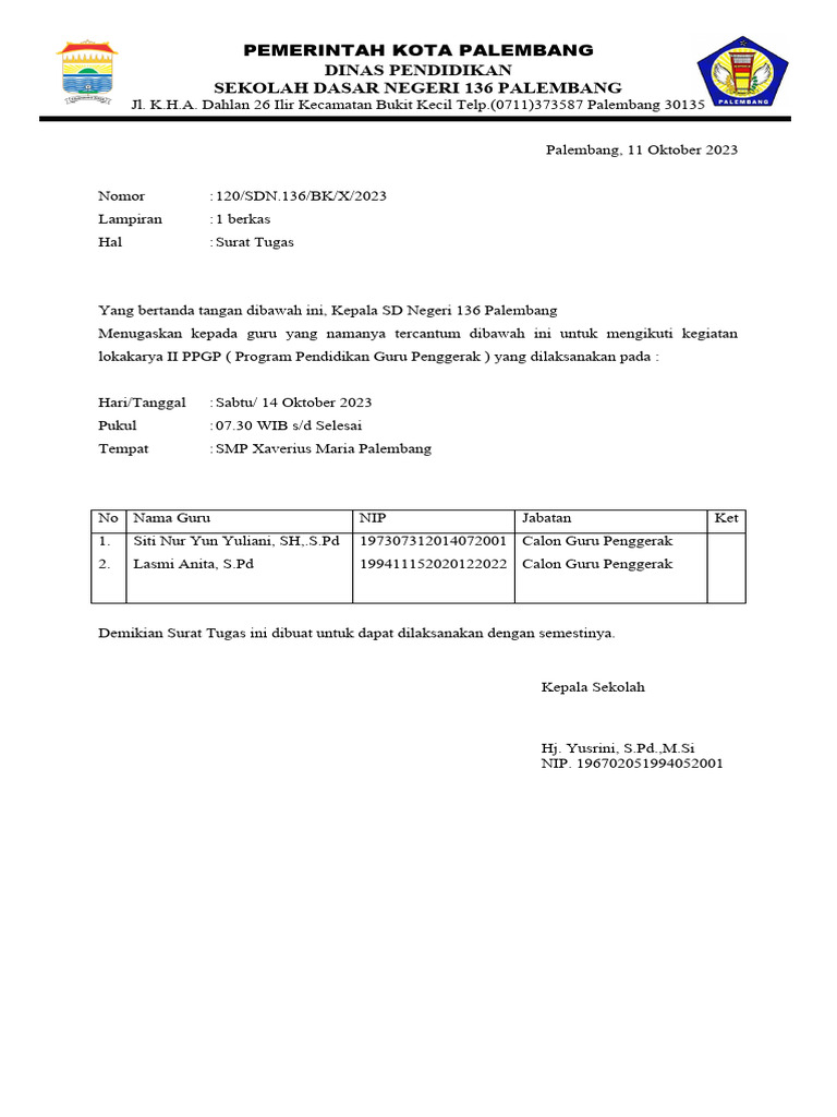 Surat Tugas CGP | PDF