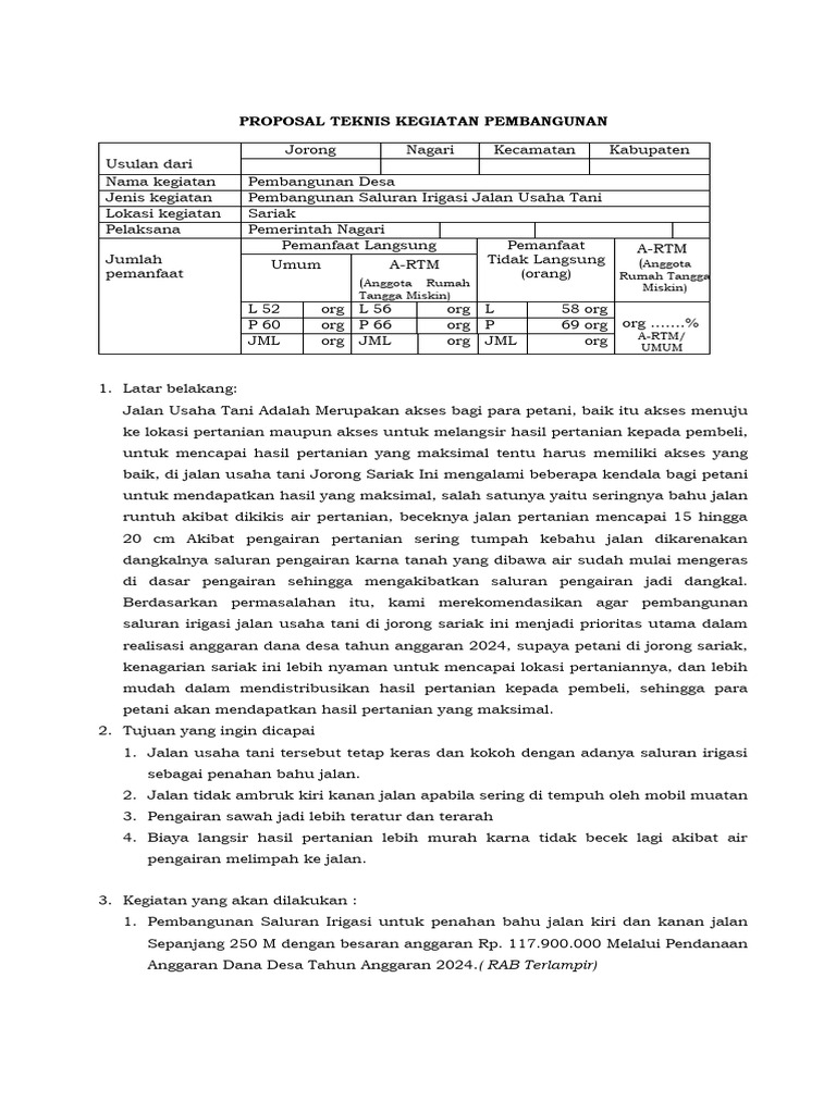 Proposal Saluran Irigasi | PDF