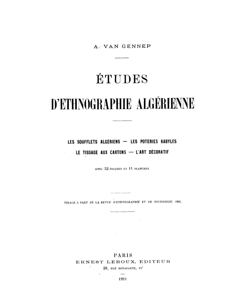 Van Gennep Etudes Algeriennes | PDF