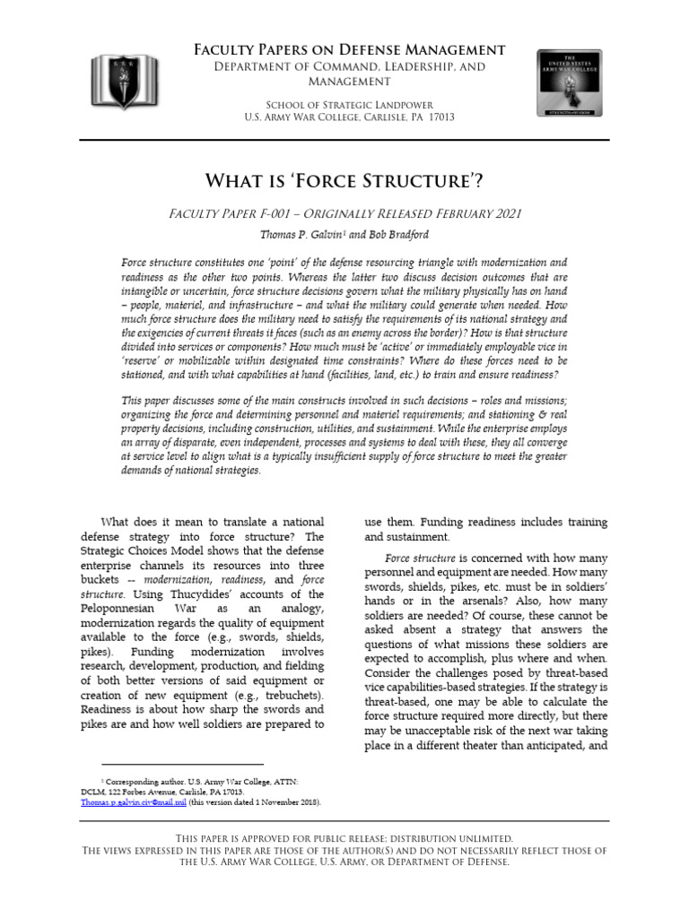 100 FP F 001 Force Structure 101 | PDF | United States Department Of ...