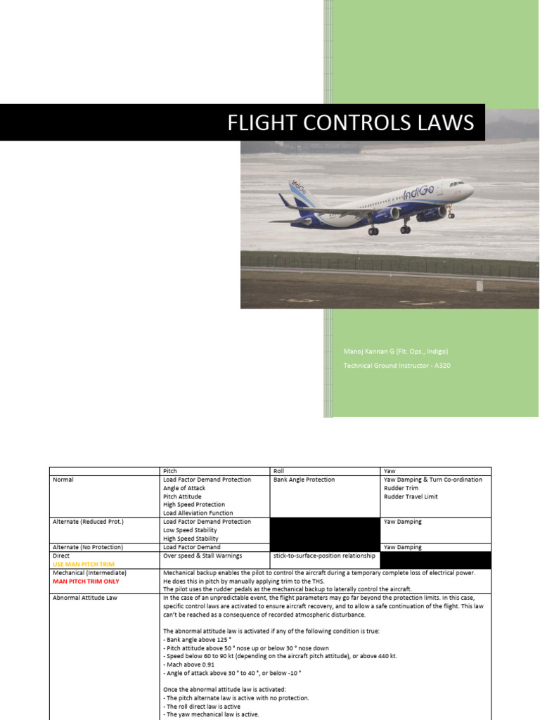 A320 Flight Control Laws Overview | PDF | Flight Control Surfaces ...