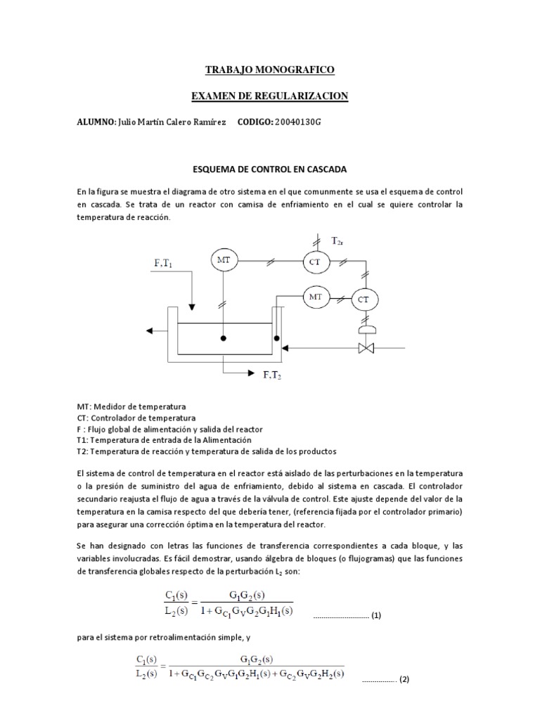 Esquema de Control en Cascada | PDF | Sistema de control | Realimentación