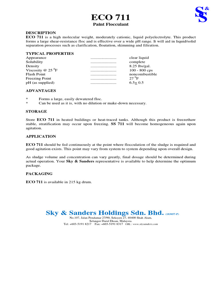Industrial Paint Flocculant Guide | PDF