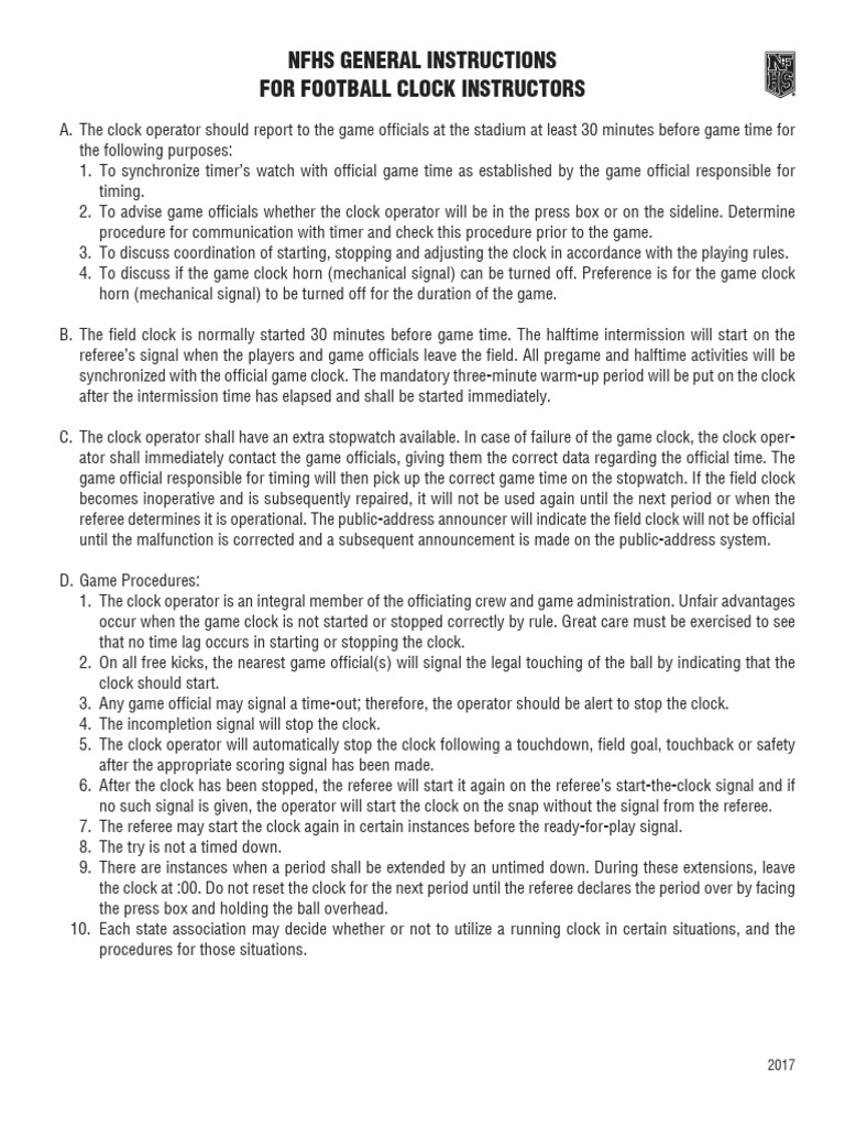 Officials Clock Operator Instructions | PDF | Clock | Referee