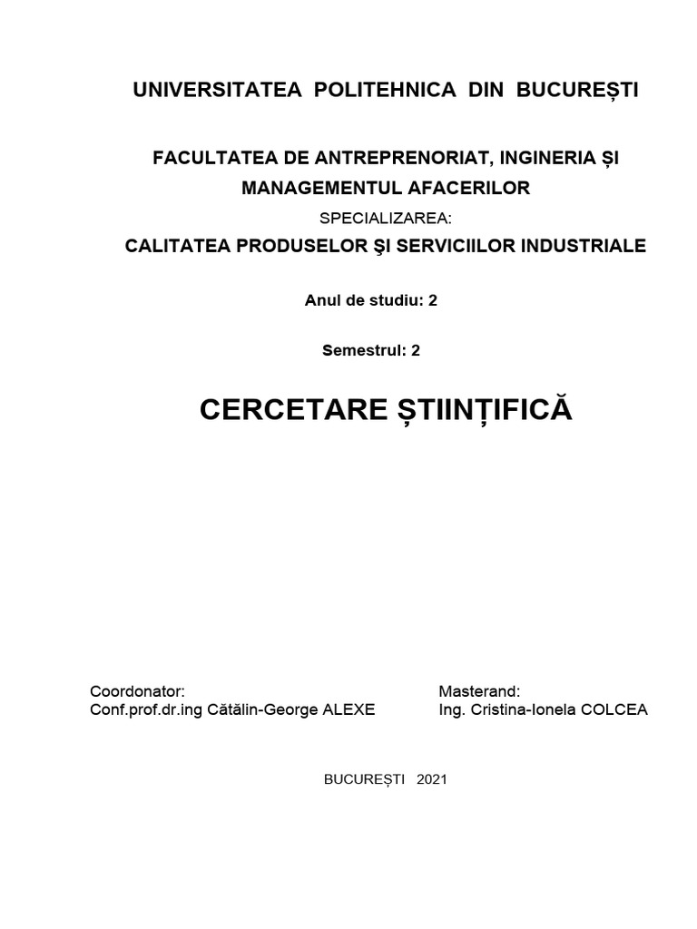 COLCEA, Cristina, C4, Auditul Sistemului de Calitate Pentru o Firma de ...
