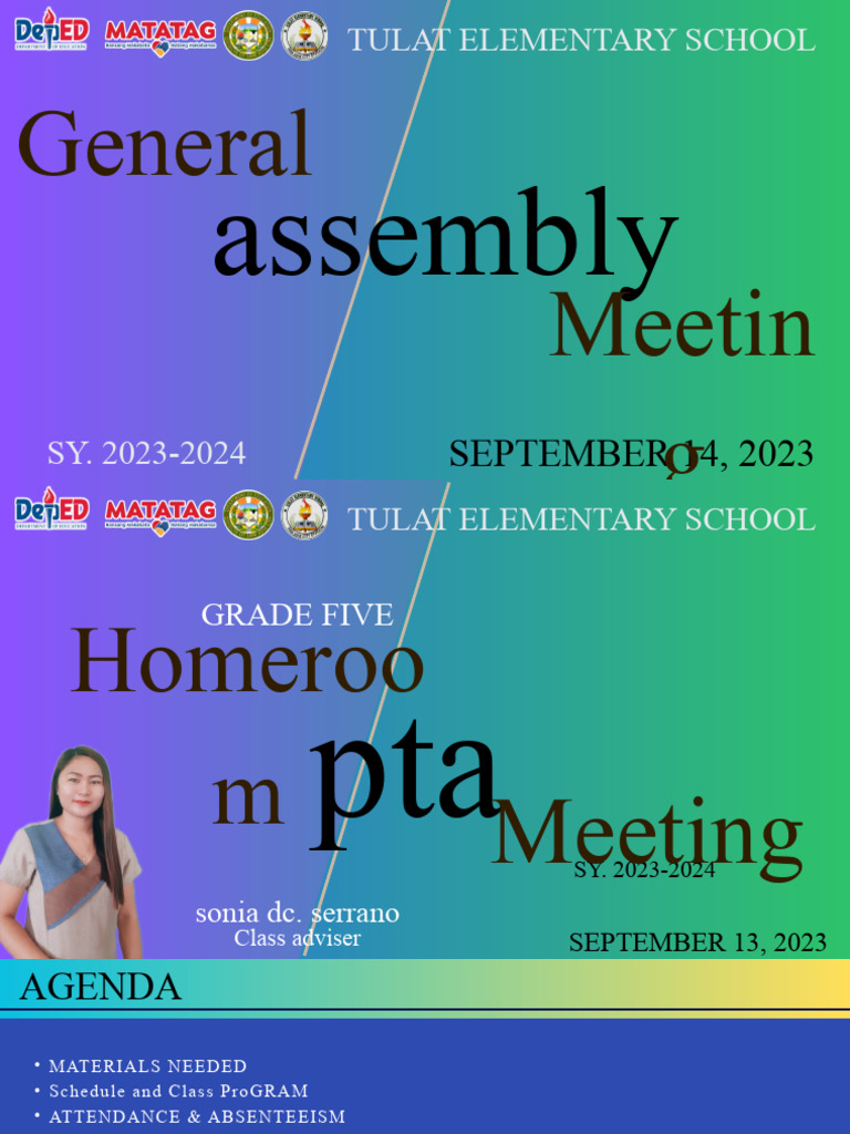 Grade Five Homeroom PTA Meeting Agenda | PDF