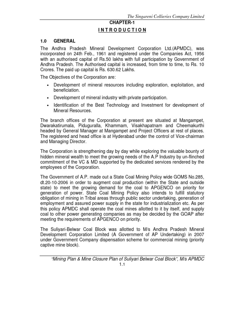 MDO-Mining Plan Final | PDF | Coal Mining | Mining