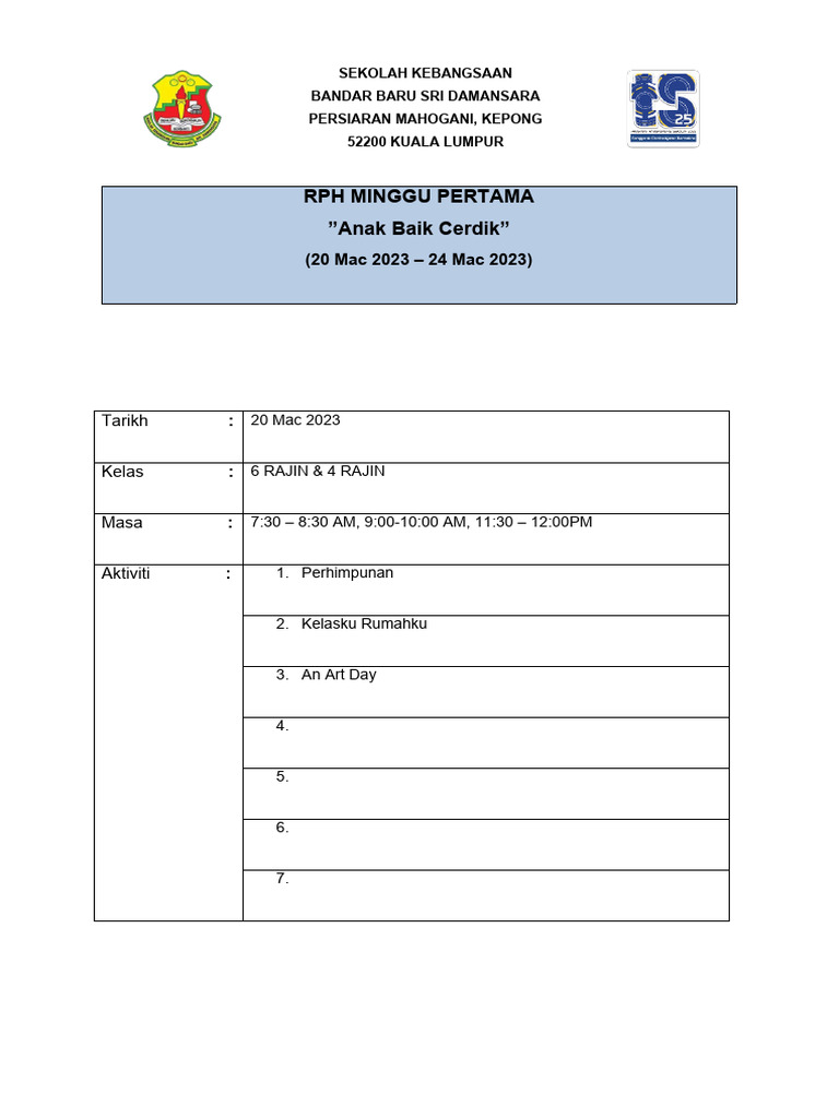 Rph Minggu 1 2023 | PDF