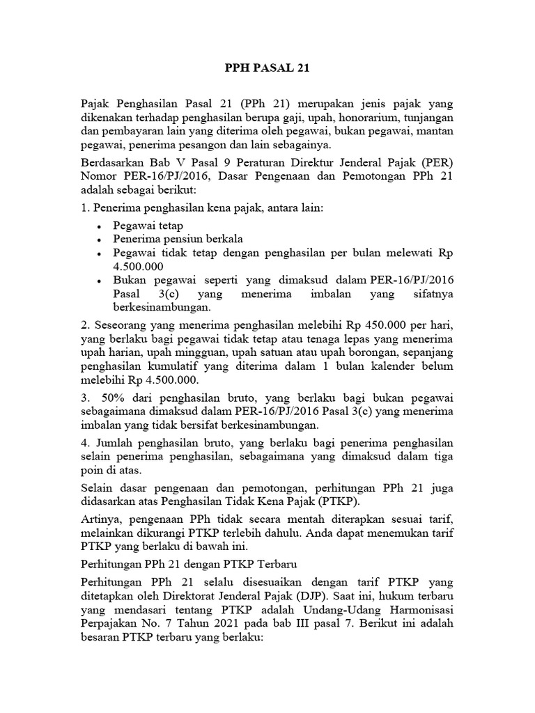Materi PPH Pasal 21 | PDF