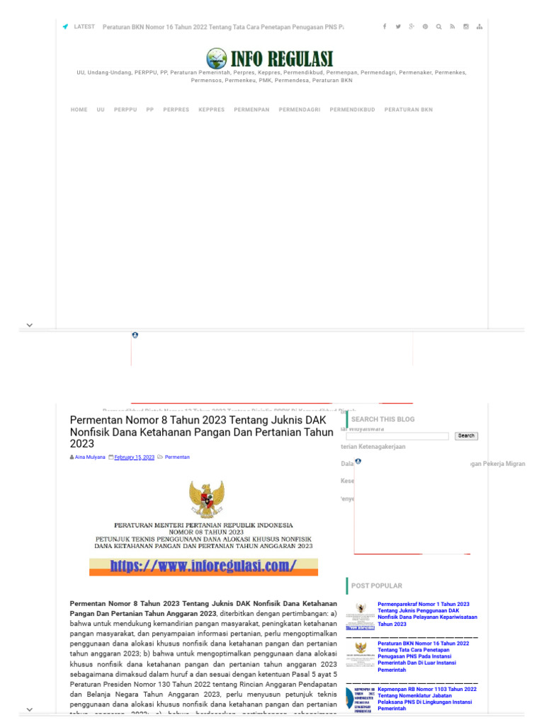 Ringkasa-Permentan Nomor 8 Tahun 2023 Tentang Juknis DAK Nonfisik Dana Ketahanan Pangan Dan ...