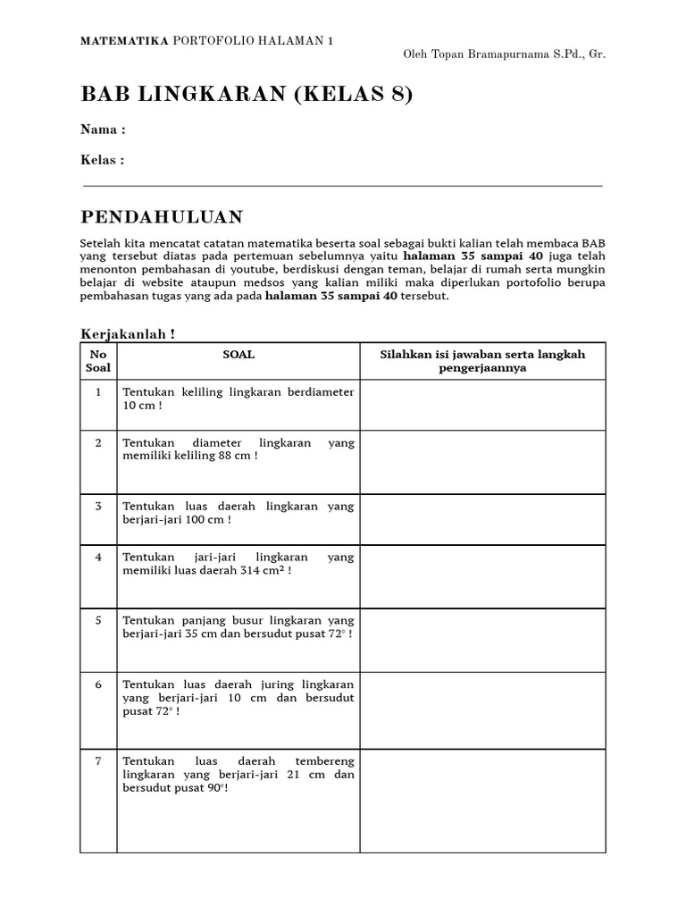 7 Portofolio Lingkaran | PDF
