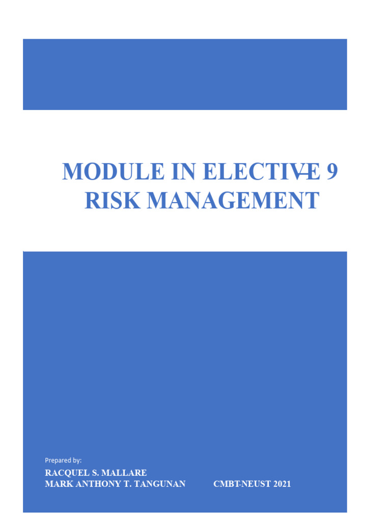 MODULE IN RISK MANAGEMENT | PDF | Risk | Risk Management
