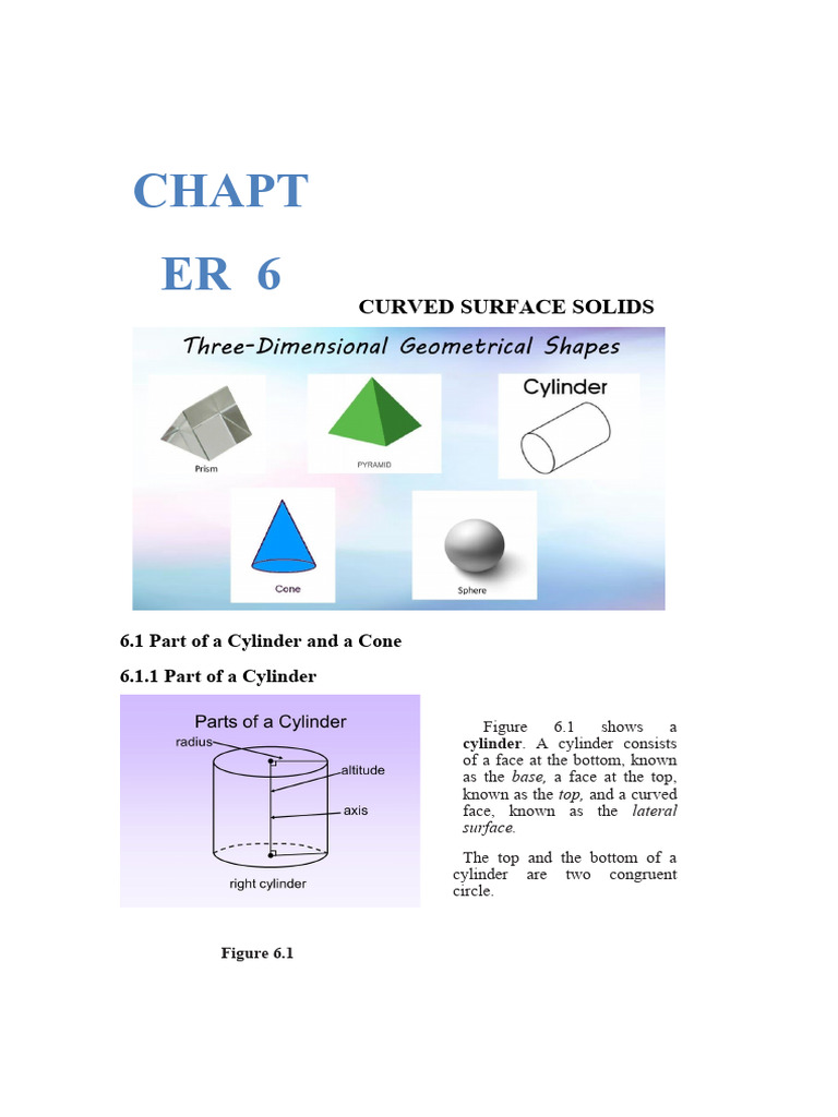 CURVED SURFACE SOLIDS Chapter 6 | PDF | Area | Sphere