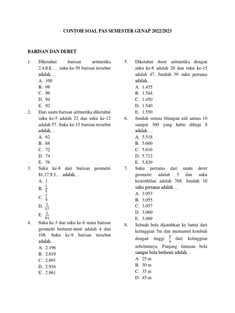 Contoh Soal Ujian Semester Genap XI 2022-2023_023319 | PDF