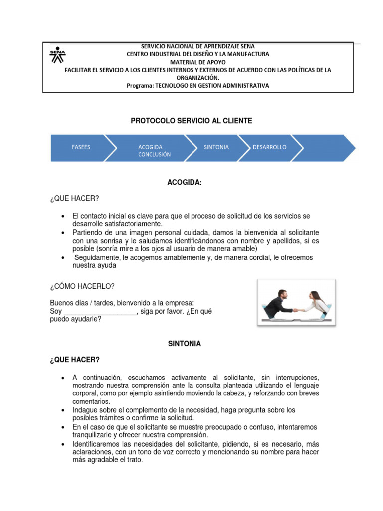 Protocolo de Servicio Al Cliente | PDF