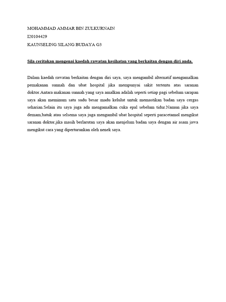 Kuiz Kaunseling Silang Budaya | PDF